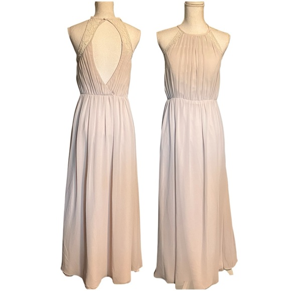 Bill Levkoff | Dresses | Bill Levkoff Tan Cut Out Pleated Gown | Poshmark